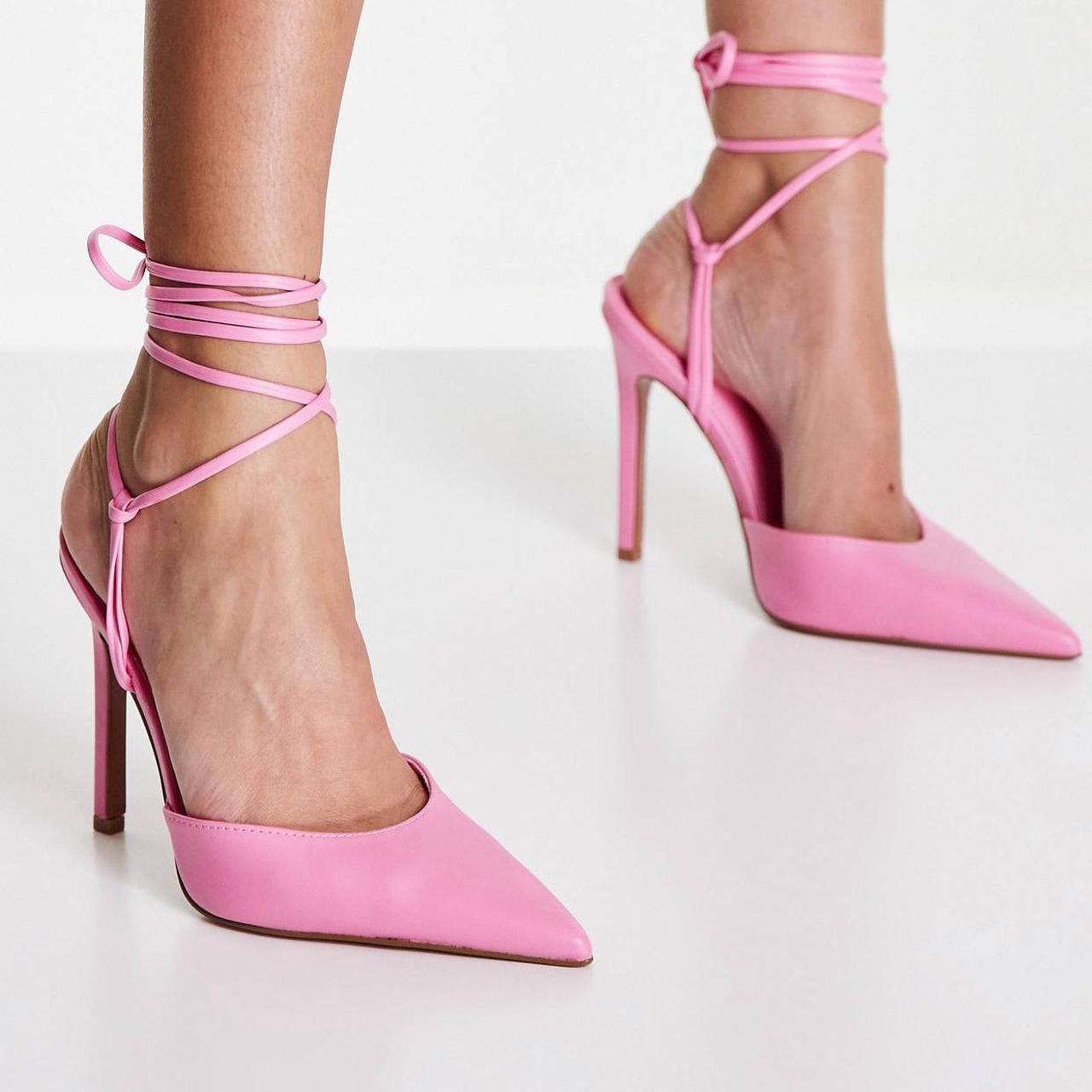 ASOS DESIGN Wide Fit Prize tie leg high heeled shoes... - Depop