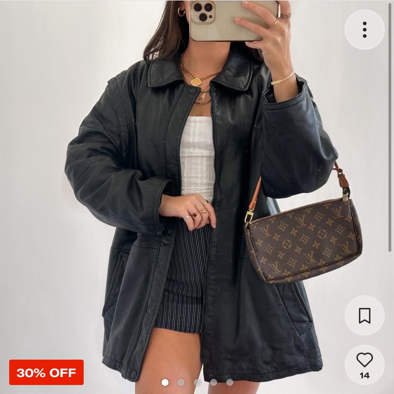 REPOP: Vintage Black Zip Up Oversized Blazer Leather... - Depop