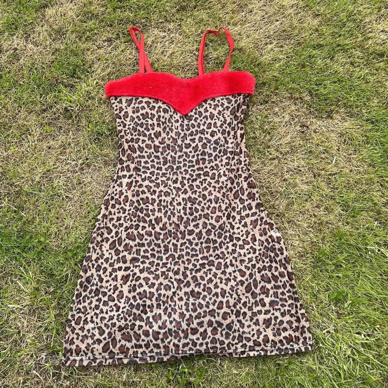 Leopard print cami dress, y2k mini leopard print... - Depop