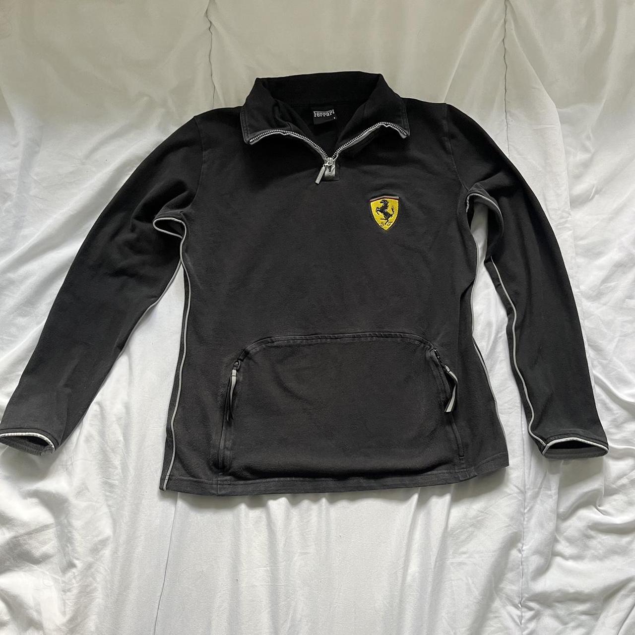Black long sleeve Ferrari top with logo Vintage... - Depop