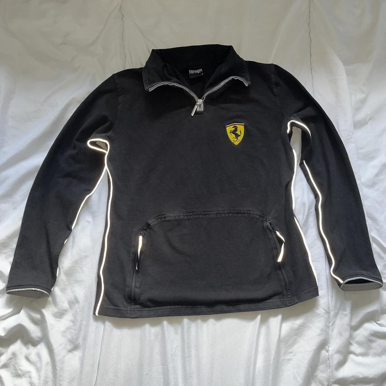 Black long sleeve Ferrari top with logo Vintage... - Depop