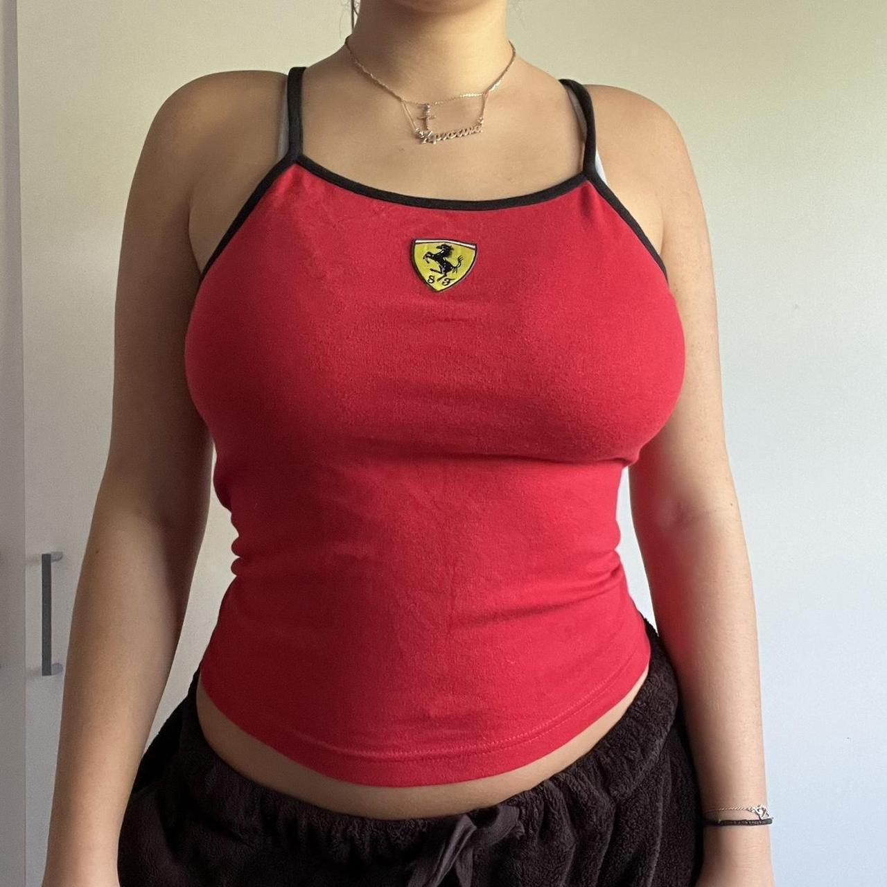 Red Ferrari tank top Vintage red Ferrari cami top... - Depop