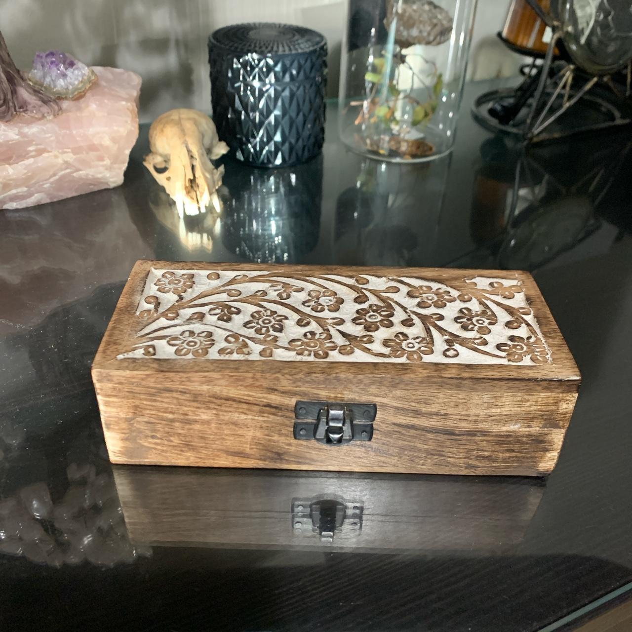 Cute wooden trinket box with beautiful floral... - Depop