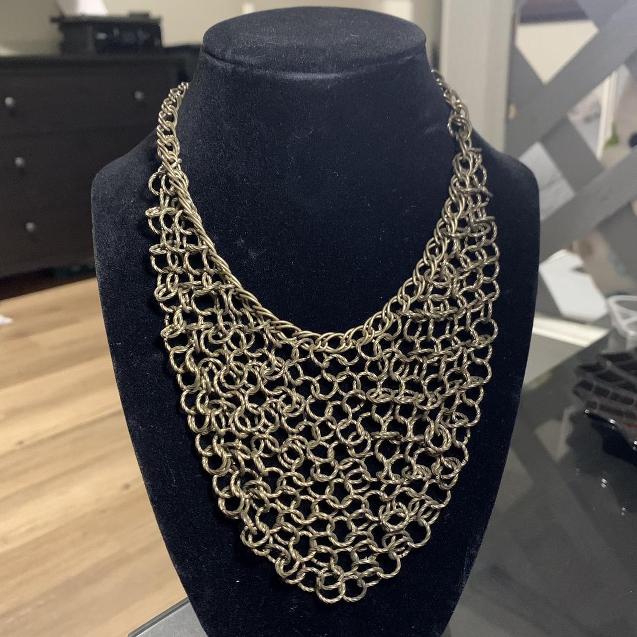 Gold bronze link chain mail necklace super beautiful... - Depop