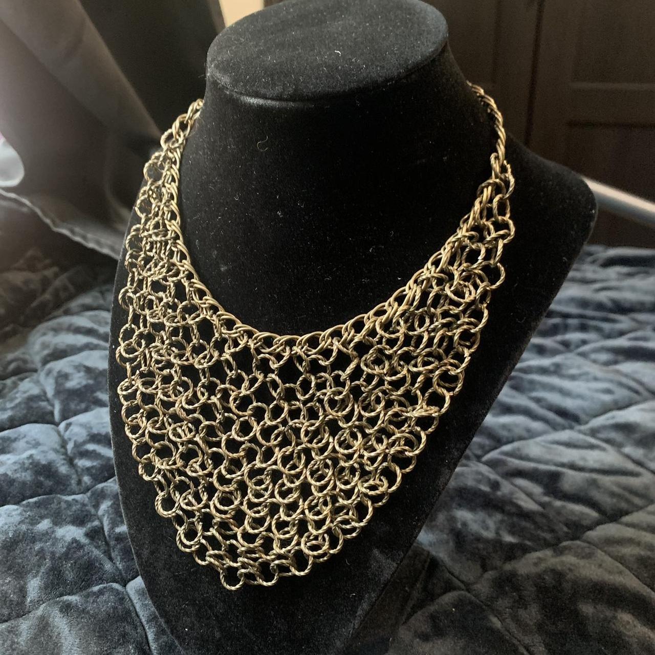 Gold bronze link chain mail necklace super beautiful... - Depop