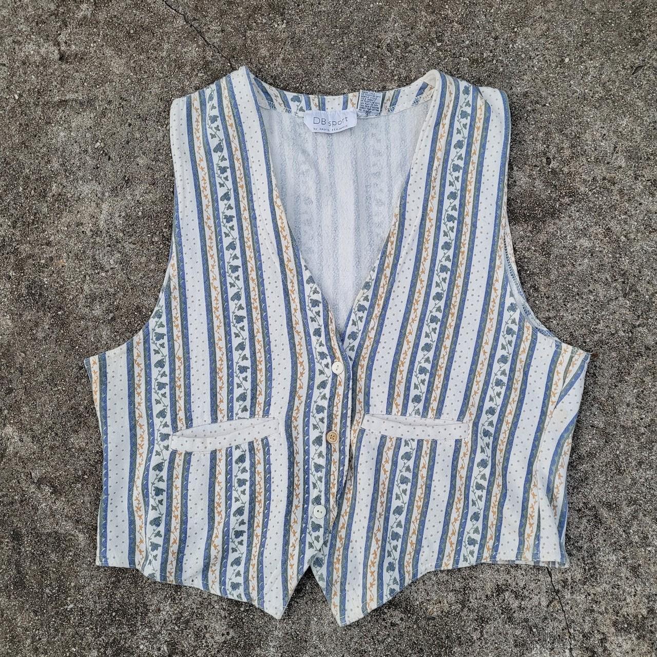 Vintage cotton patterned flower vest Good condition... - Depop