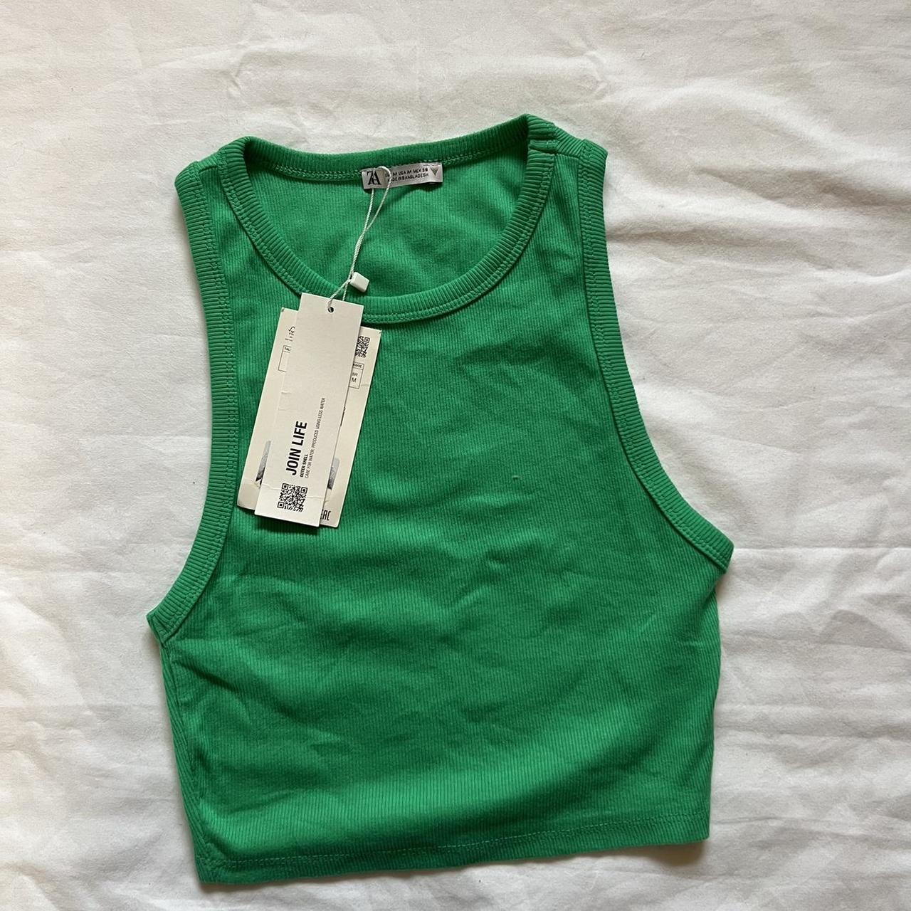Zara Green tank top Basic tanktop Size M but best... - Depop