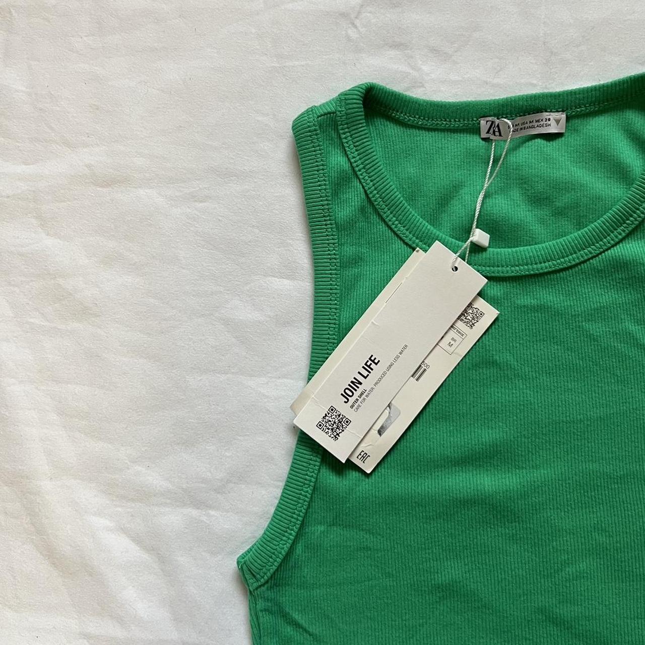 Zara Green tank top Basic tanktop Size M but best... - Depop