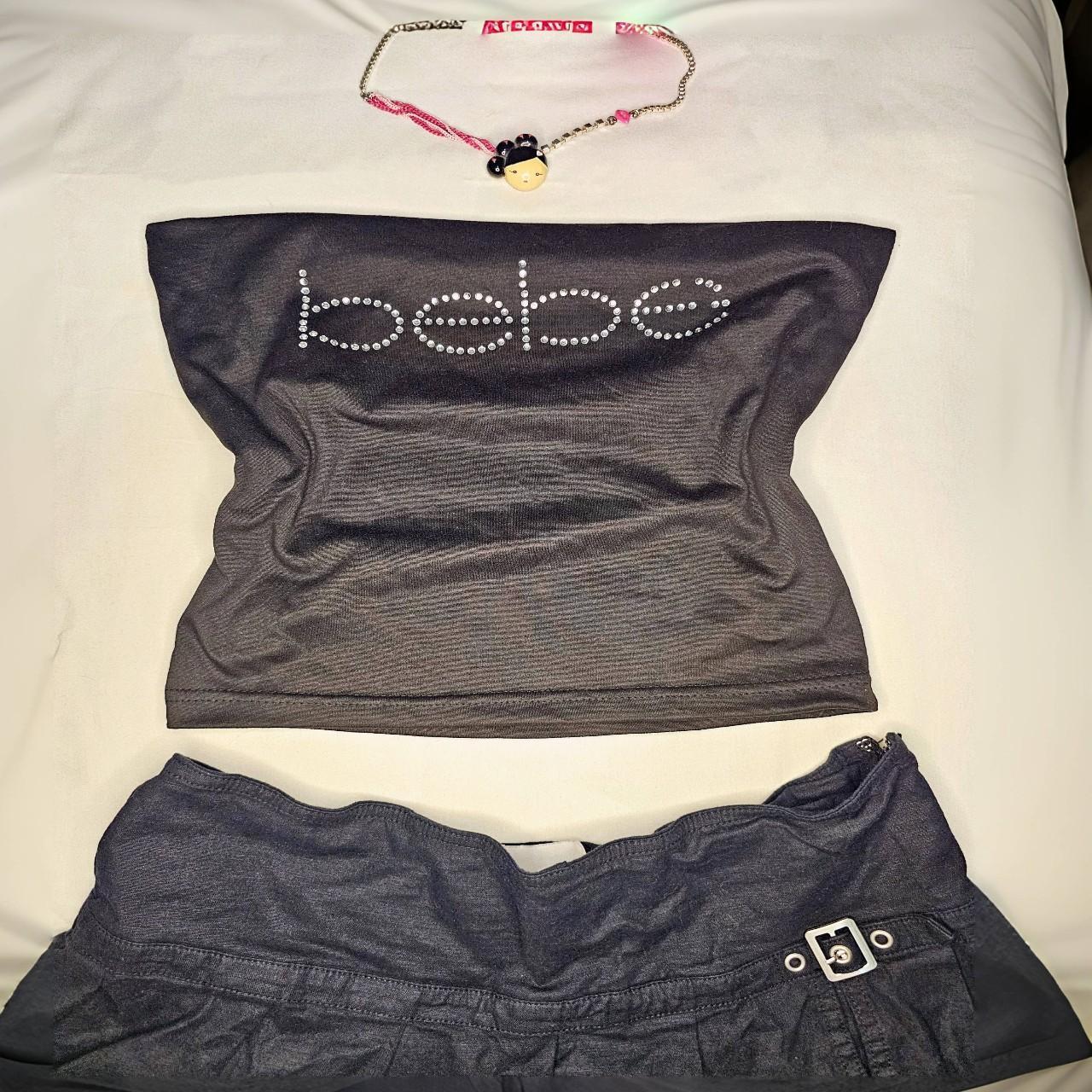 Rhinestone Bebe tube top💜 Was too big on me bc i got... - Depop