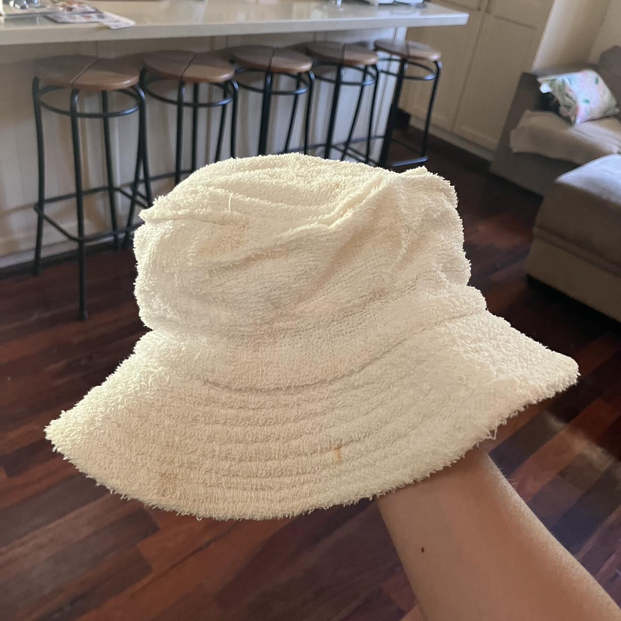 White towelling hat - few stains on hat can be bleached - Depop