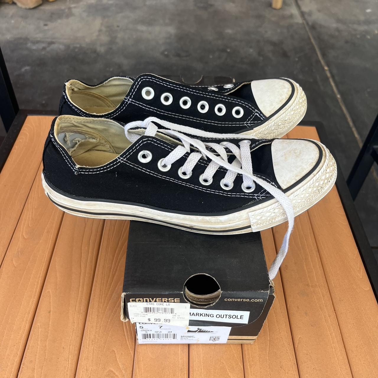 Converse sneakers, shoelace missing on one foot... - Depop