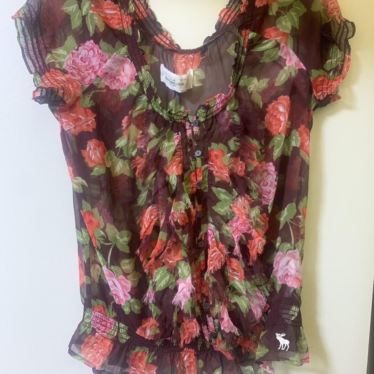 Beautiful Floral Sheer Blouse. Size Medium. - Depop