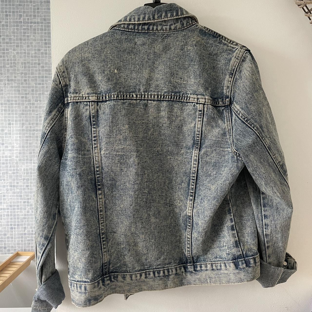 Dark blue acid wash denim jacket Never worn - Depop