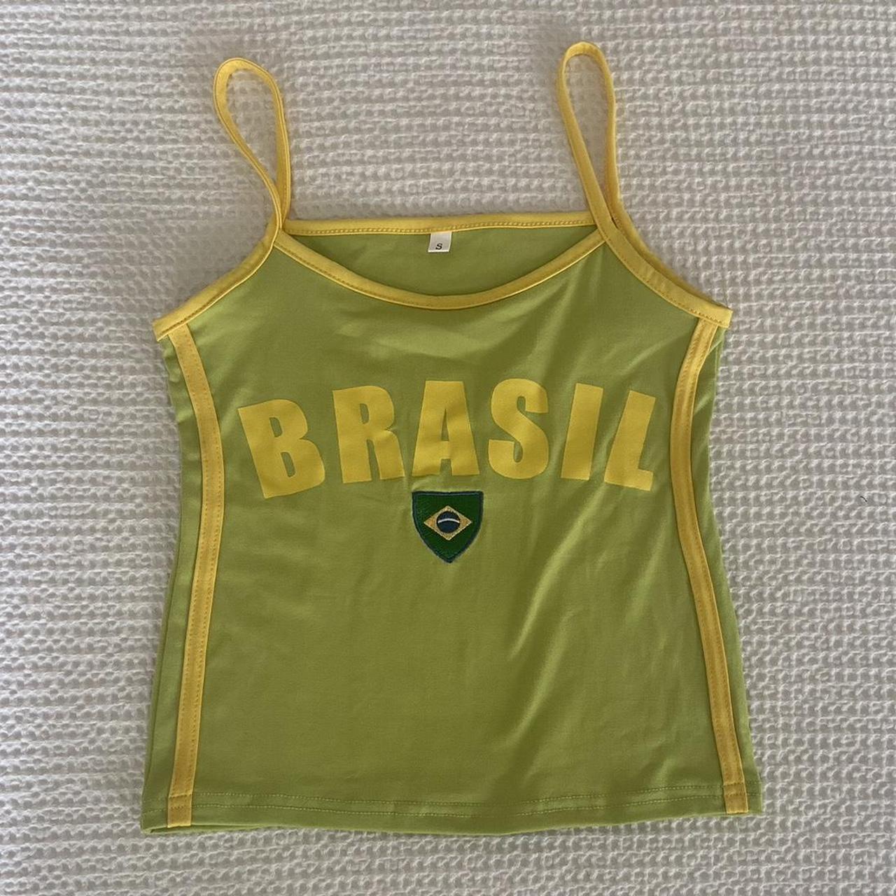 Edikted Women's Green and Yellow Vest | Depop