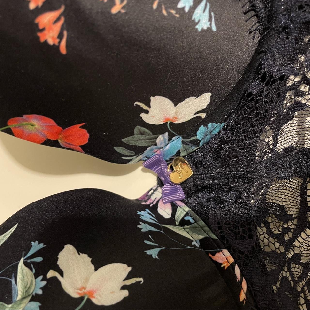 NAVY BLUE FLORAL FULL CUP BRA LIPSY LONDON SIZE 32DD... - Depop