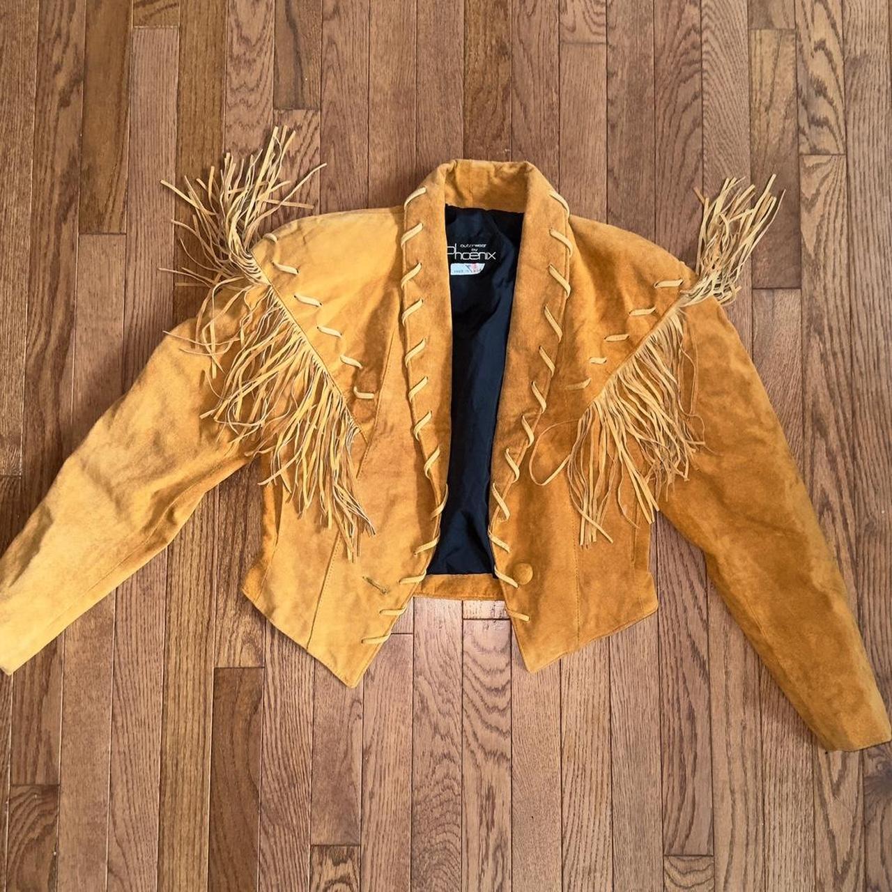 western biker jacket with tassels size: women’s... - Depop