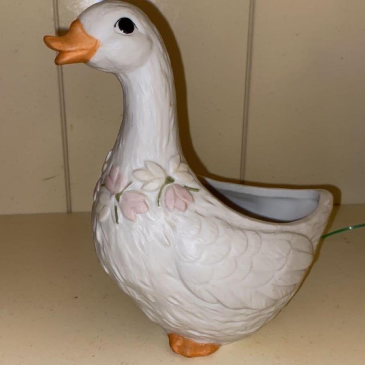 vintage white goose planter - Depop