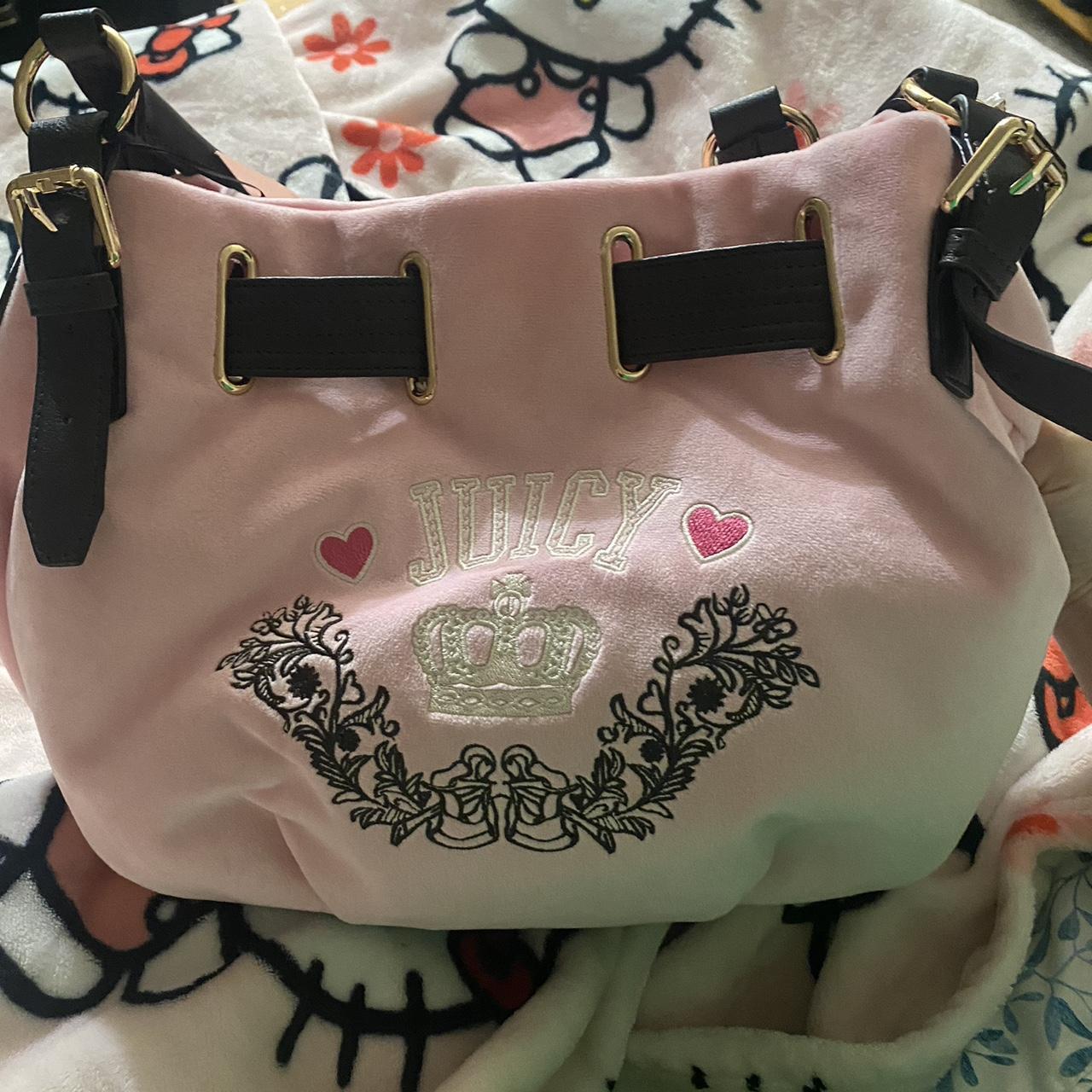 Light Pink Juicy Couture retro chic tote with black... | Depop