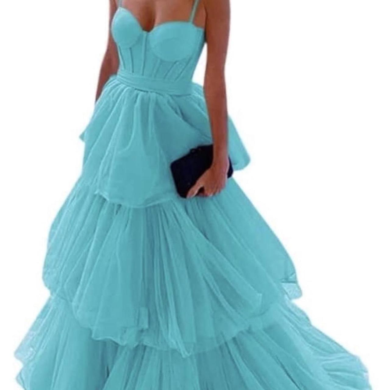 teal colored prom or formal dress never worn (irl... - Depop
