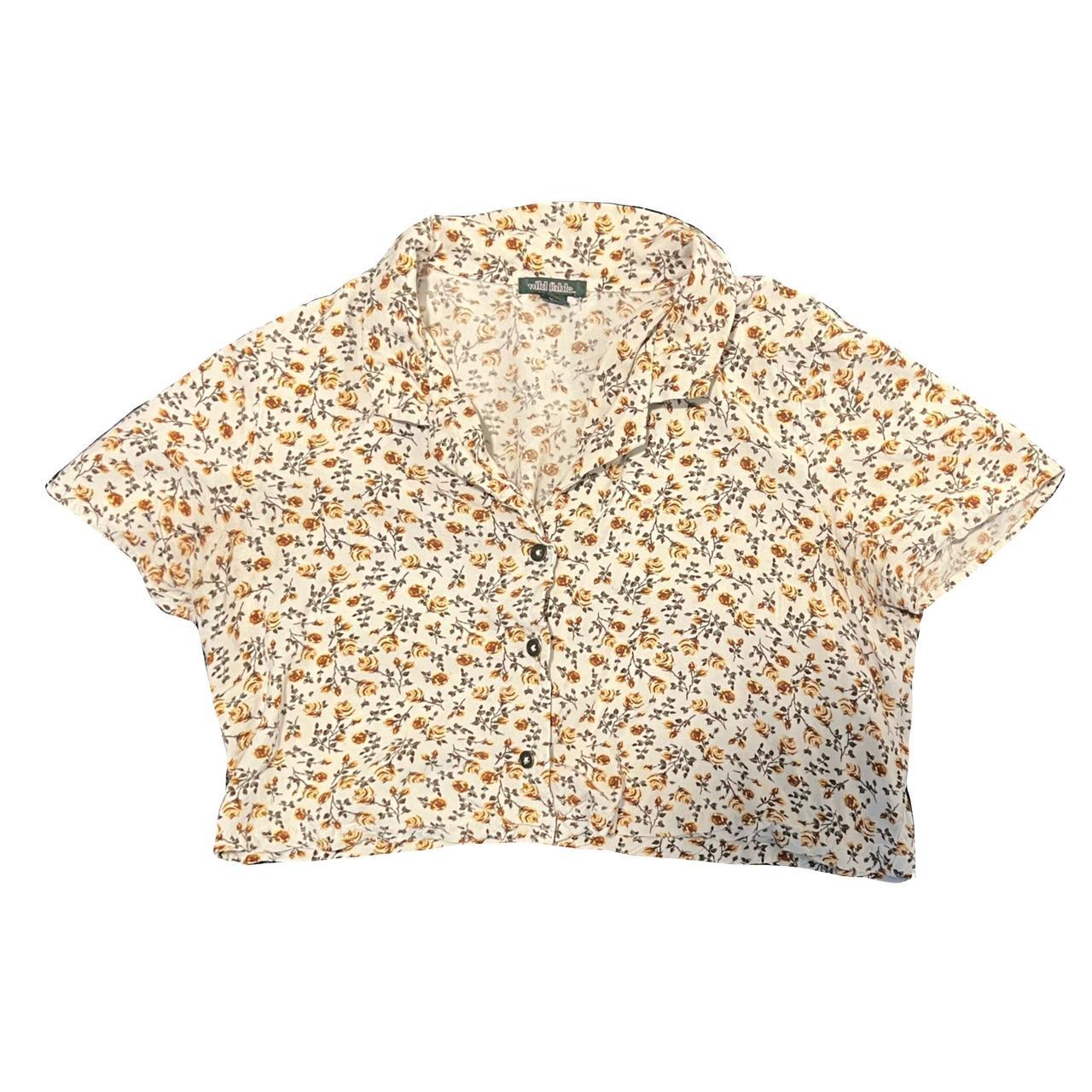 Wild Fable Floral Cropped Shirt Pit to pit:... - Depop