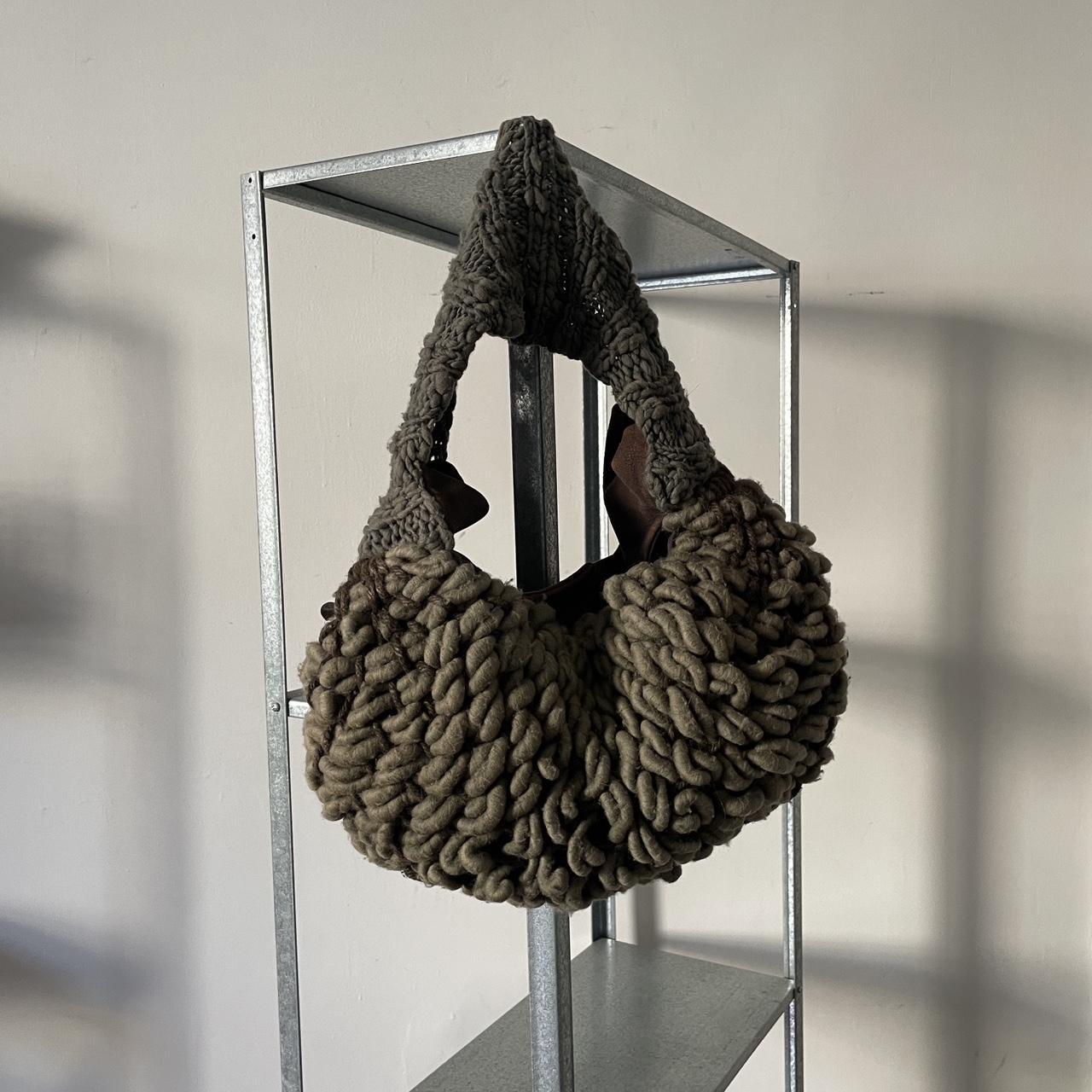 Spanish designer deformed knit shoulder bag.... | Depop