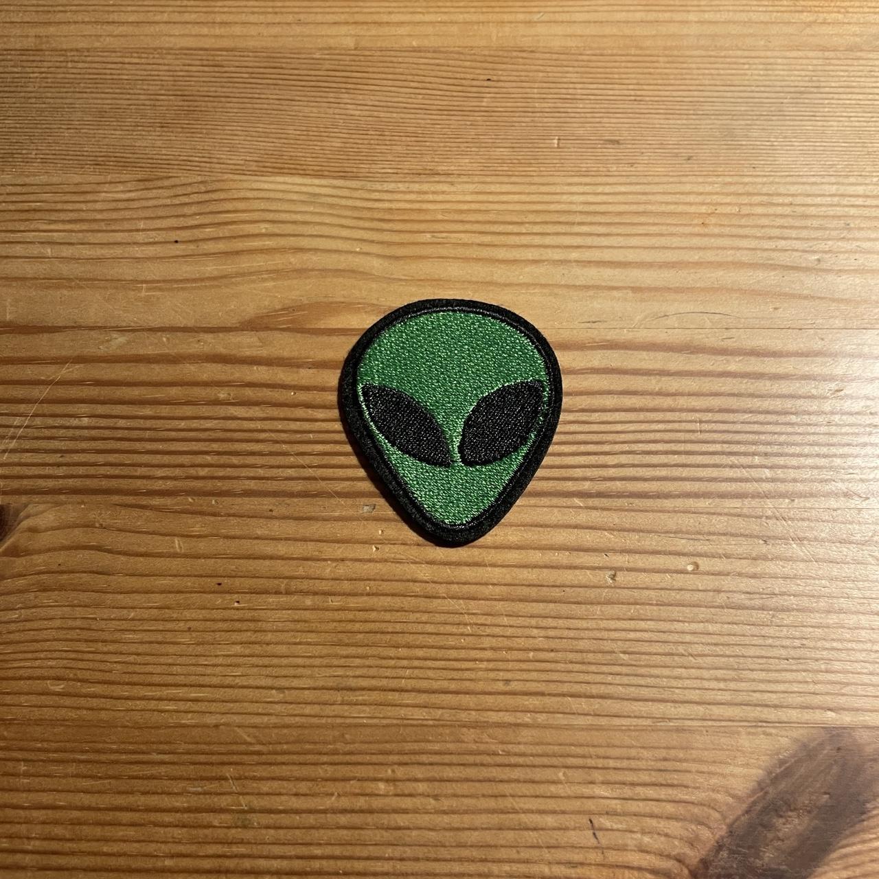 Small Green Alien Embroidered Patch Condition:... - Depop