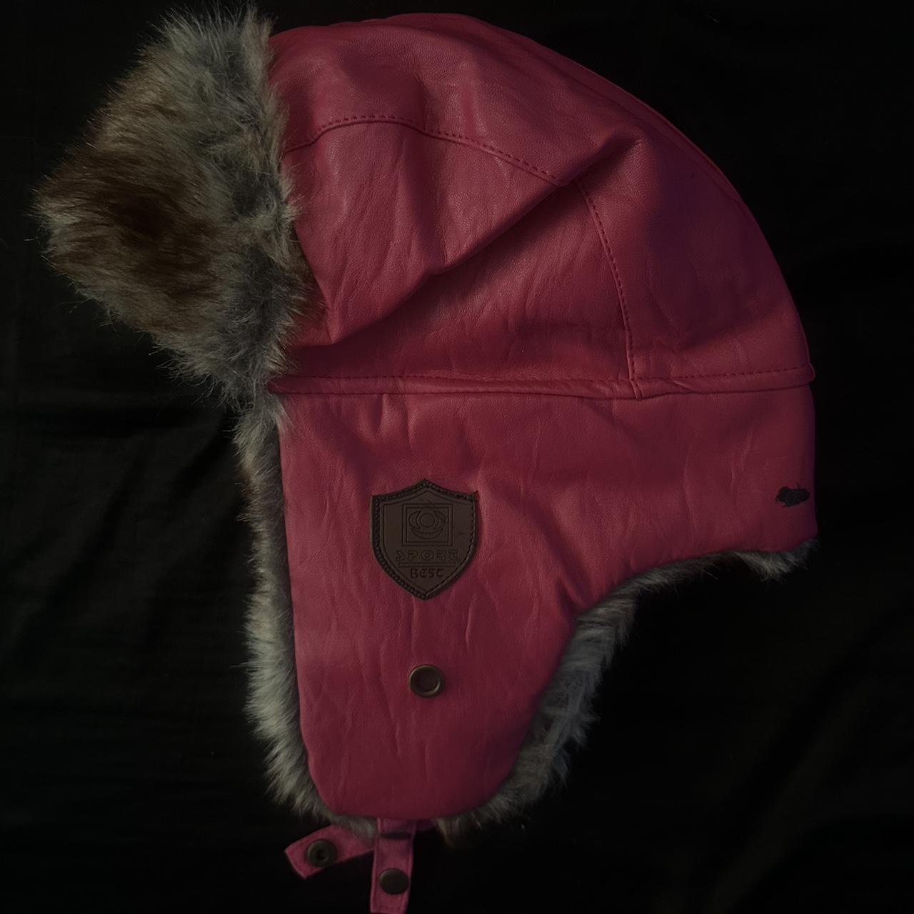 pink ushanka with brown faux fur never worn size... - Depop