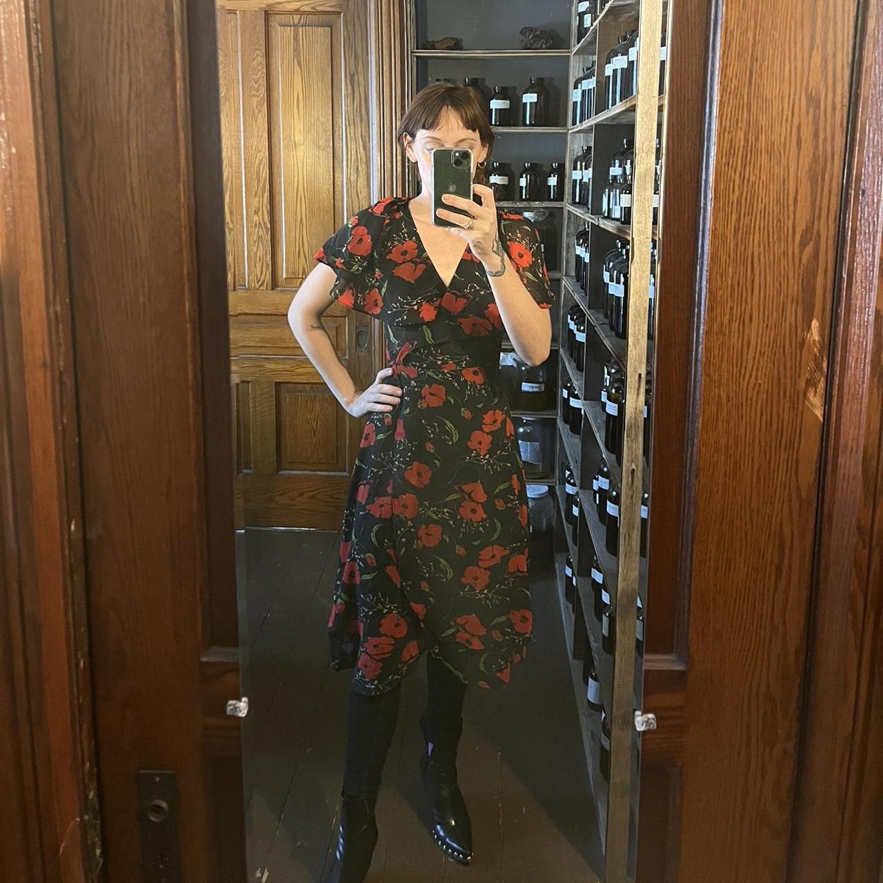 Adorable red poppy dress with caplet! Urban... - Depop