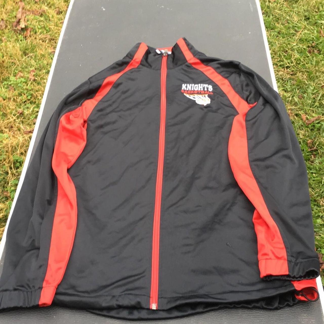 Basketball varsity track jacket men size large red... - Depop