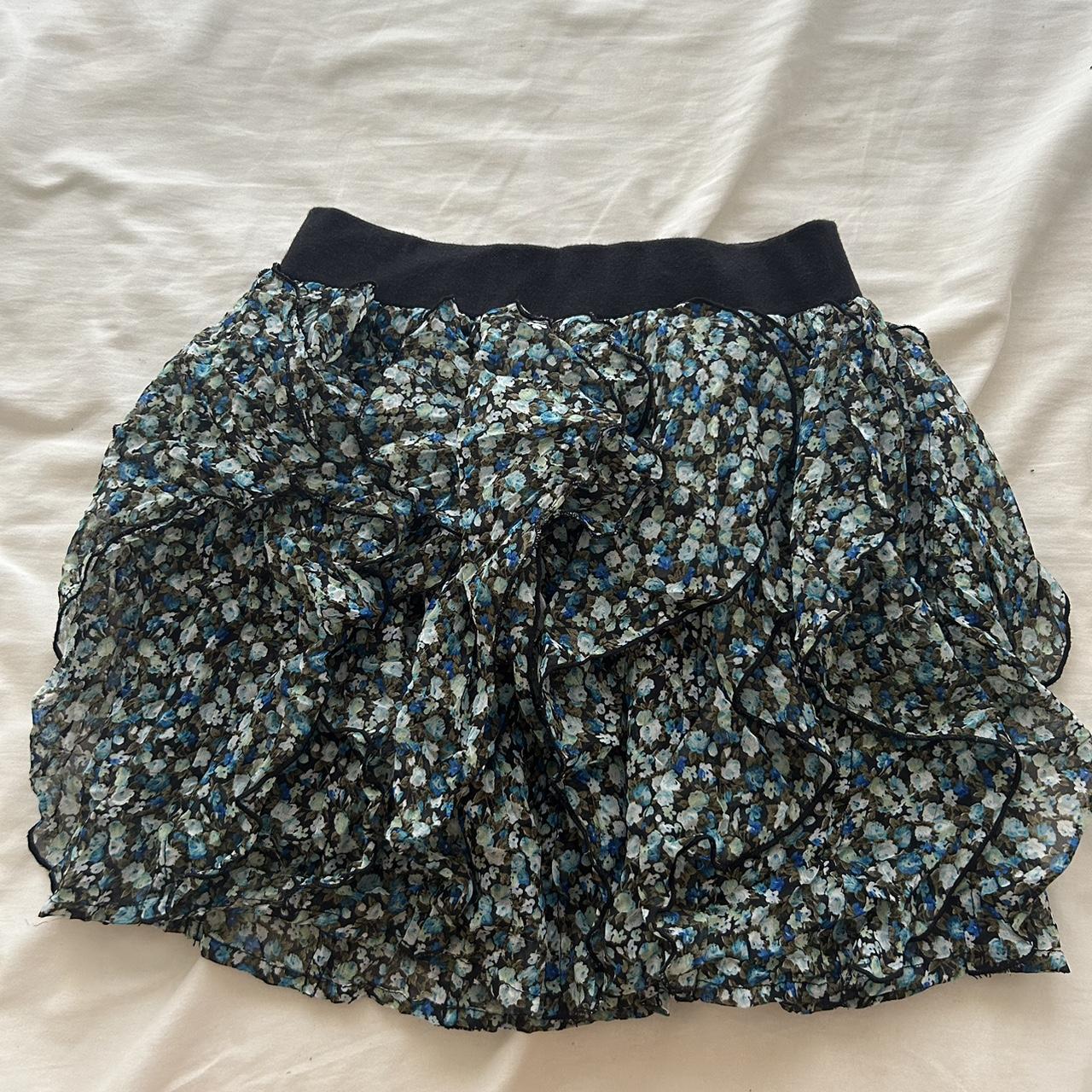 Bling girls blue ruffle mini skirt Size 6-8 small... - Depop