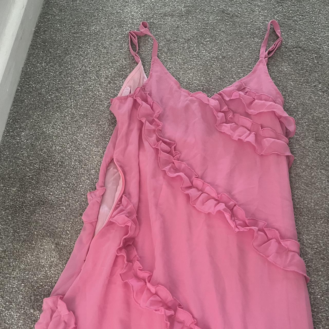 Ruffle frill dress Pink ruffle dress Size small - Depop