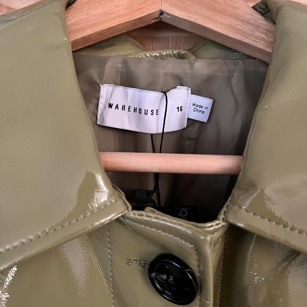 Brand new warehouse olive jacket faux leather with... - Depop