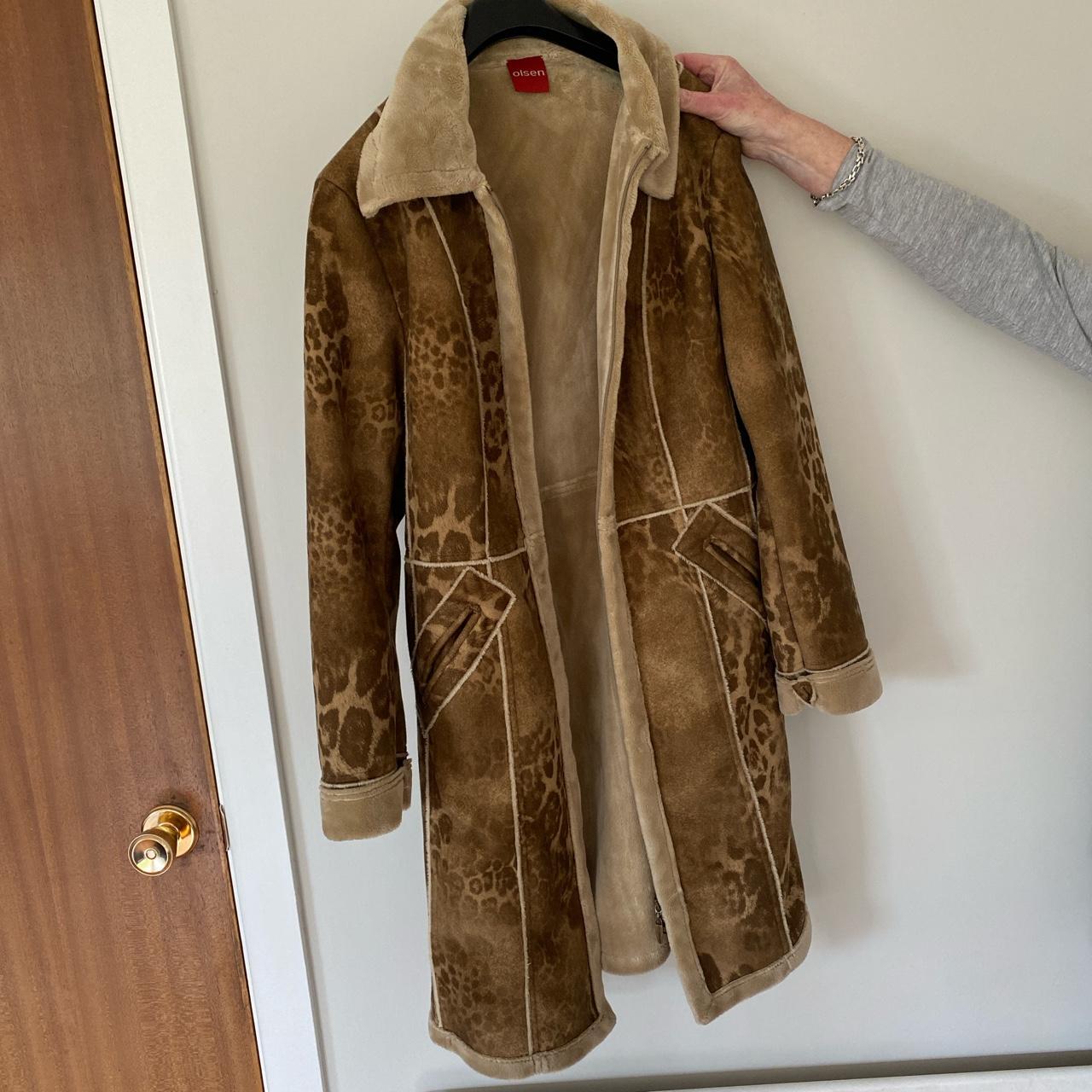 Faux long coat with giraffe pattern. Extremely soft... - Depop