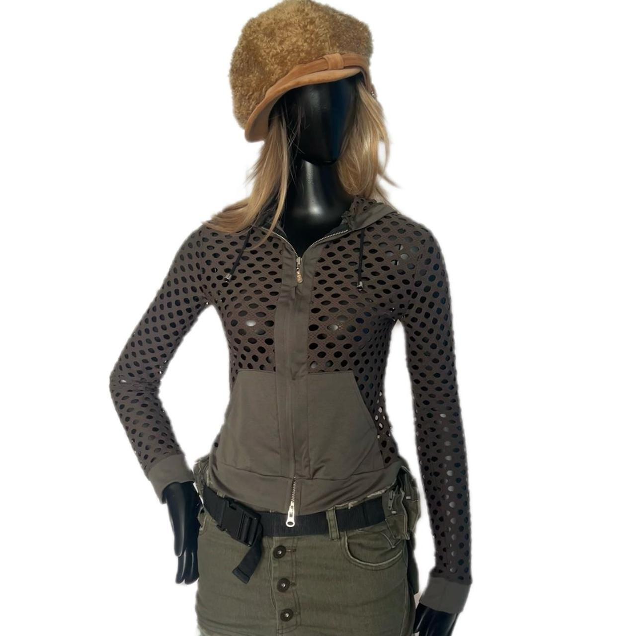 rare fishnet shirt with hood Free size Length:... - Depop