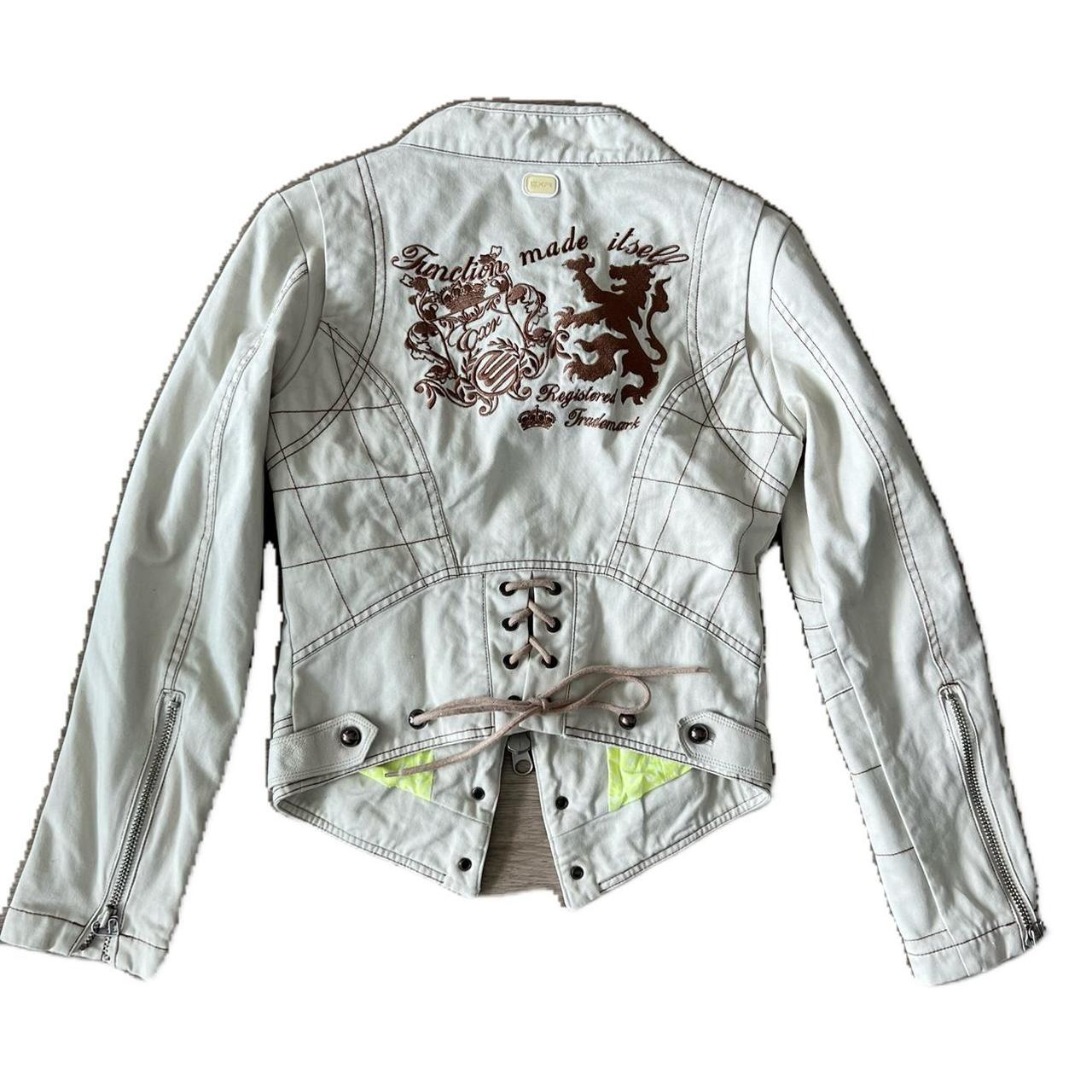 Y2K leather bicker jacket From EXR Size: Xs Length:... - Depop