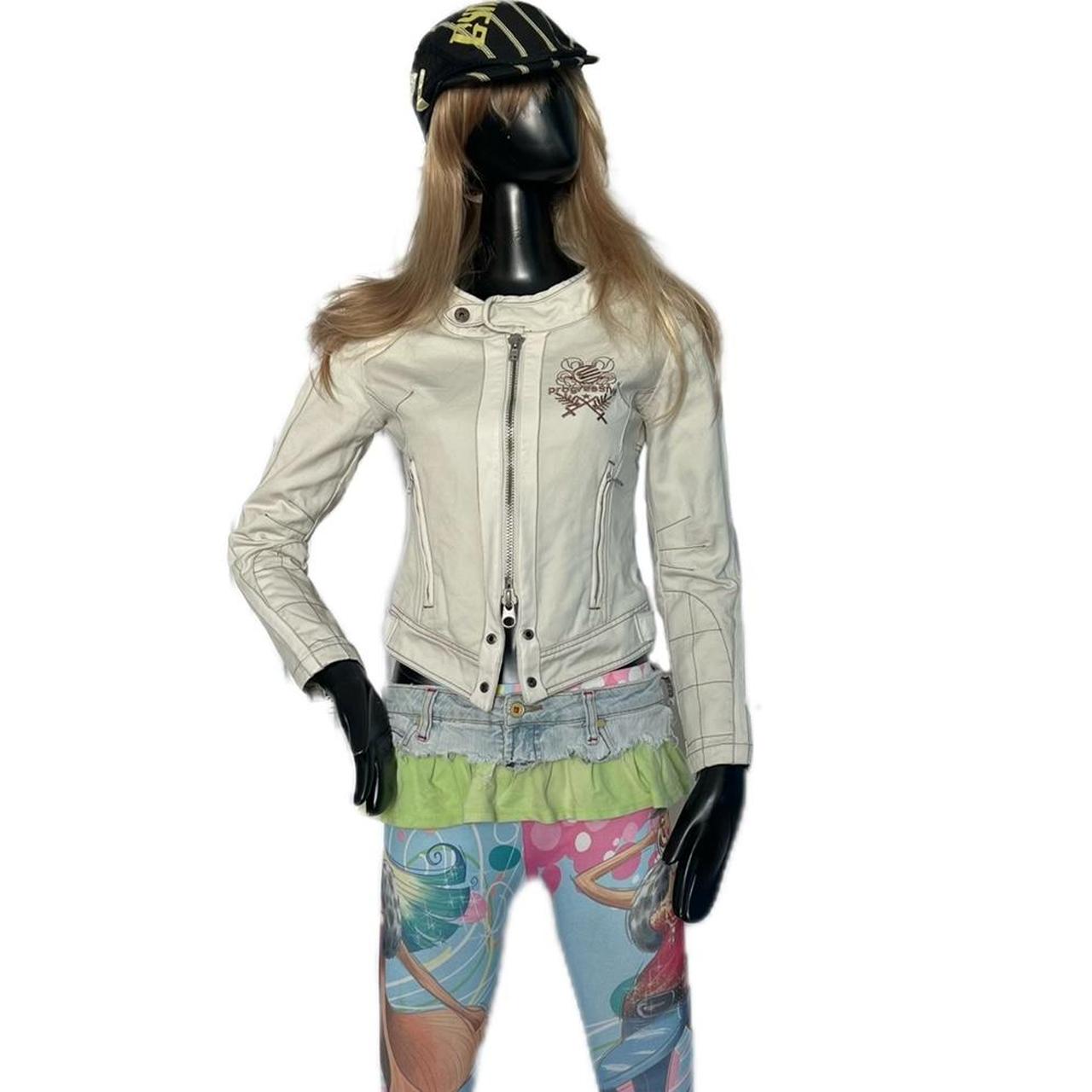 Y2K leather bicker jacket From EXR Size: Xs Length:... - Depop