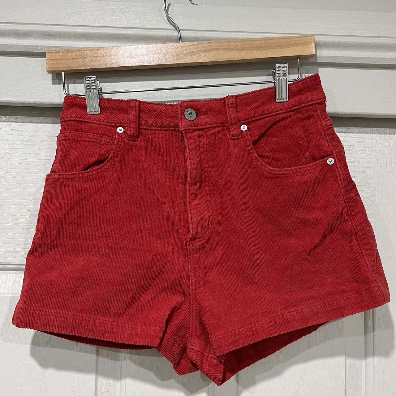 Abrand red corduroy short shorts Size 10 - Depop