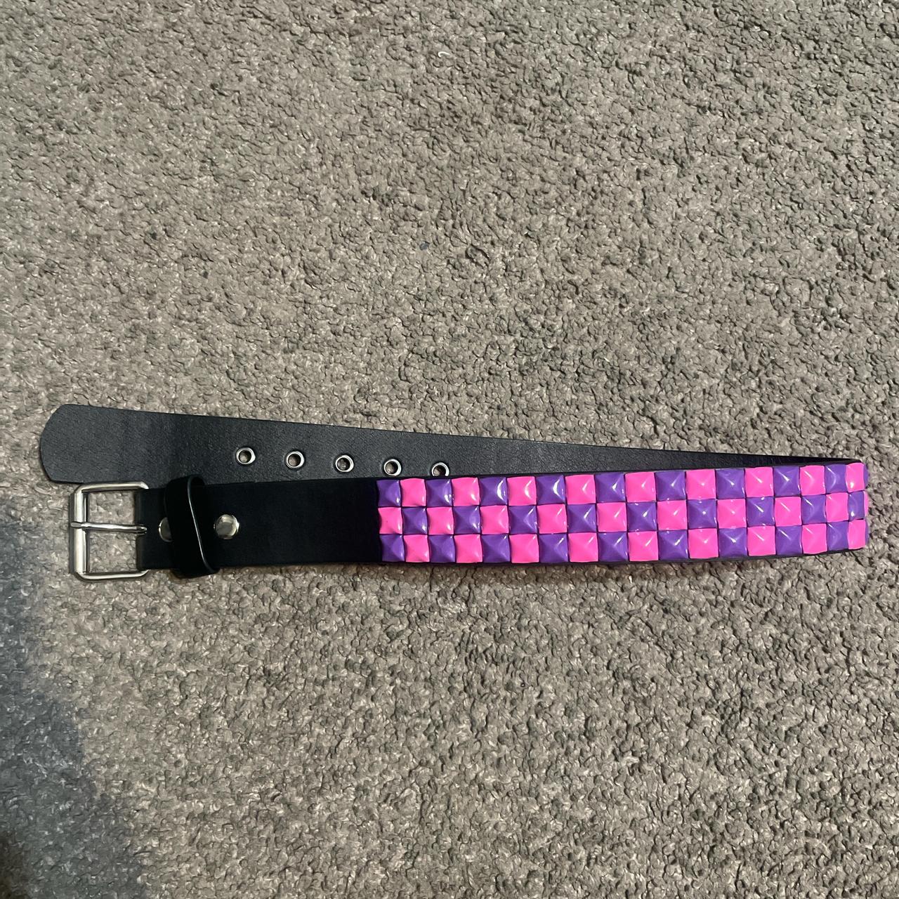 Pink and purple studded belt from Hot Topic. Size... - Depop