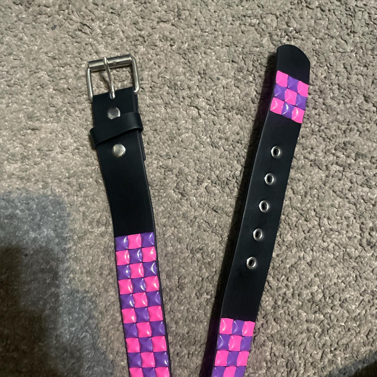 Pink and purple studded belt from Hot Topic. Size... - Depop