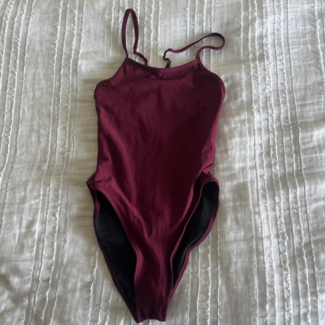 Women's Burgundy Swimsuit-one-piece | Depop