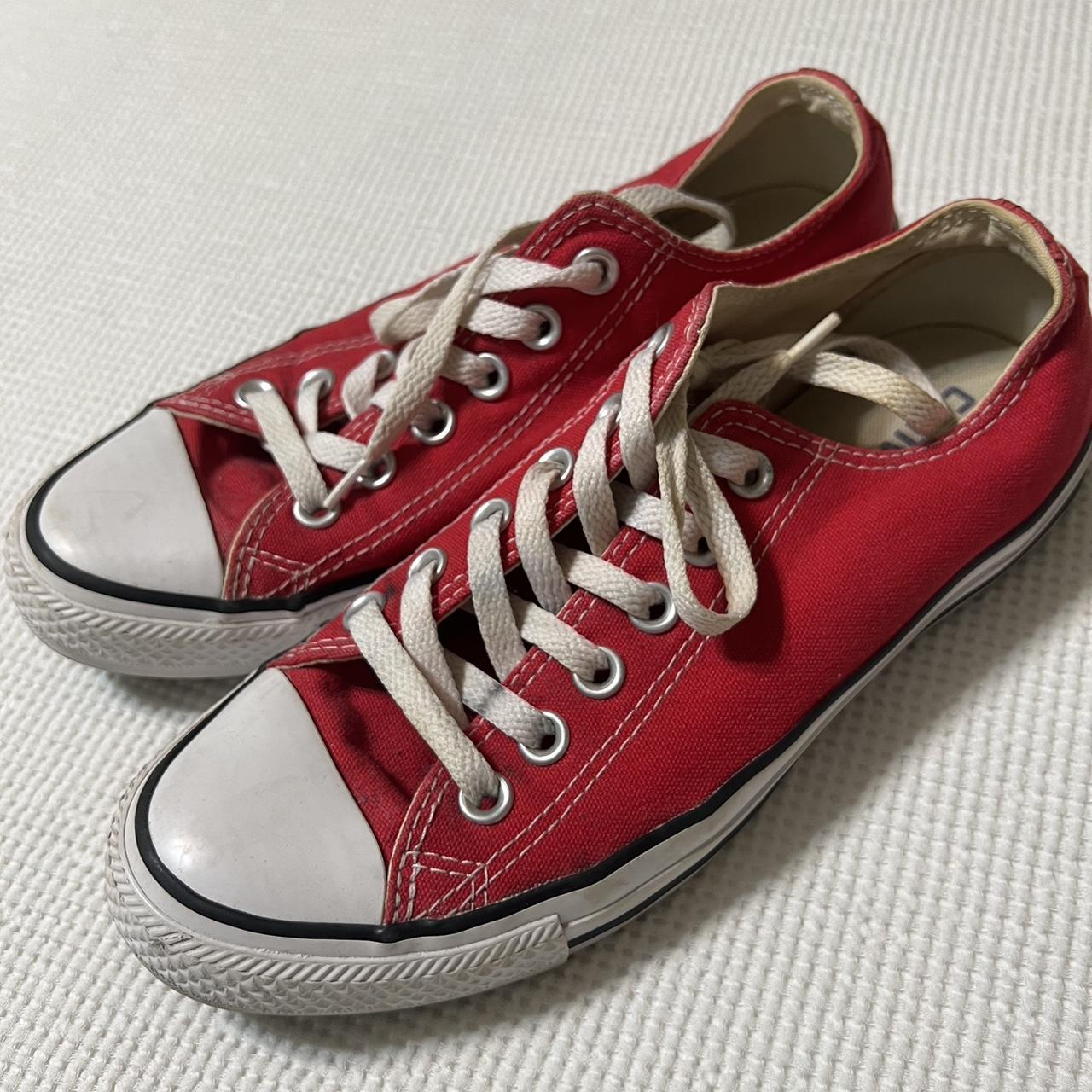red low rise converse | size 7 women’s, 5 men’s ♡... - Depop