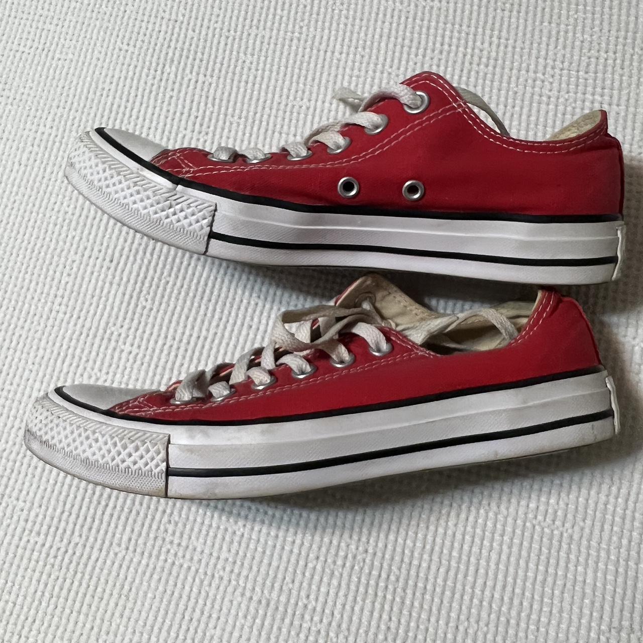 red low rise converse | size 7 women’s, 5 men’s ♡... - Depop