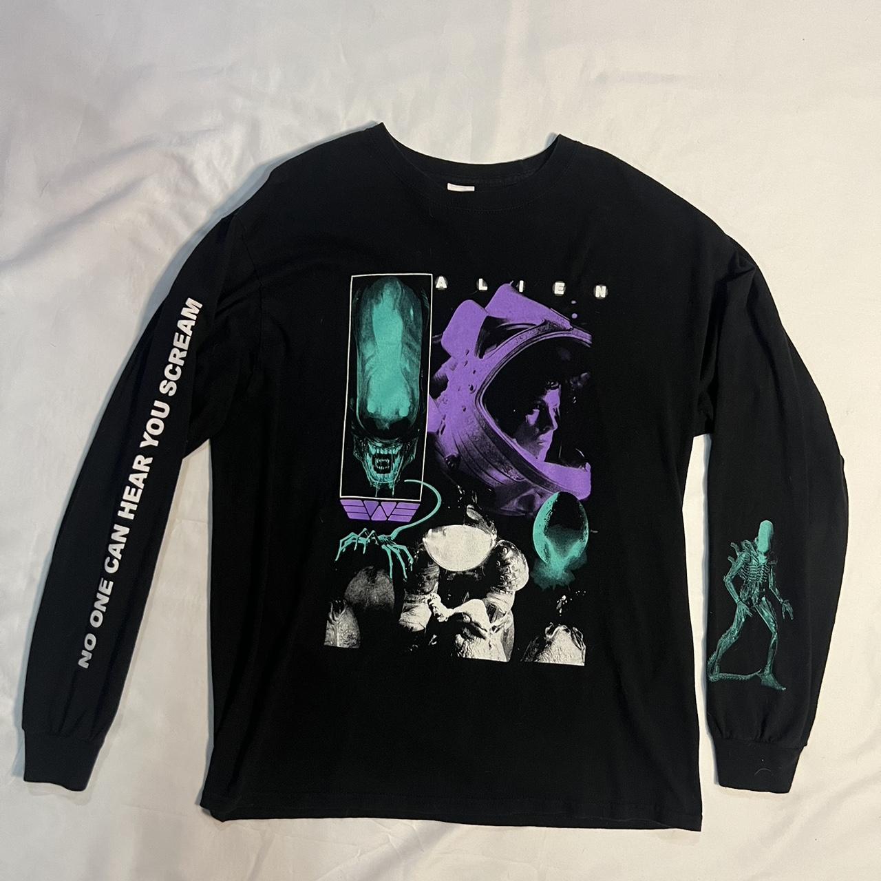 Graveyard Goods Alien Black Long Sleeve Shirt Men... - Depop