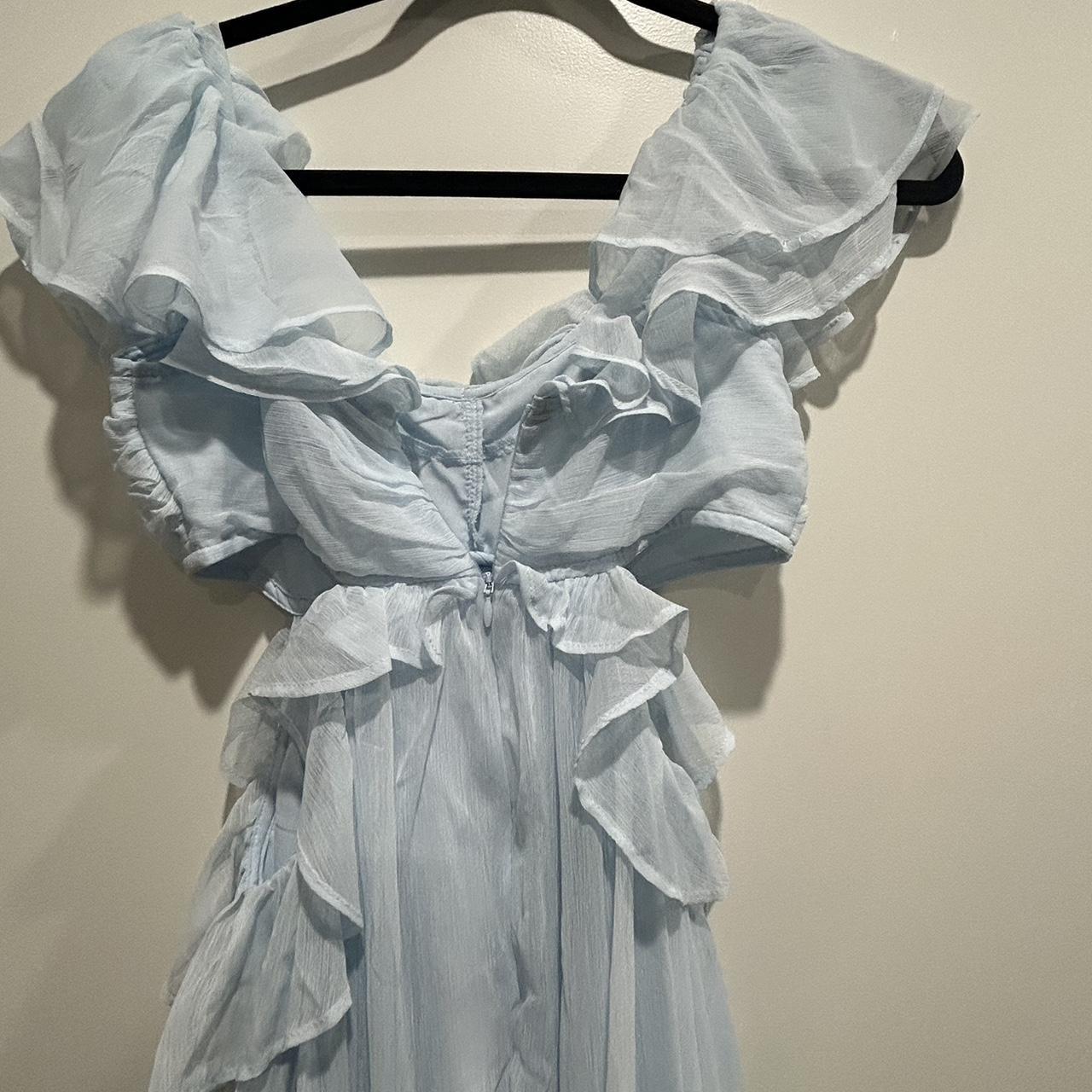 ASOS light blue frill dress Only worn to try on Size... - Depop