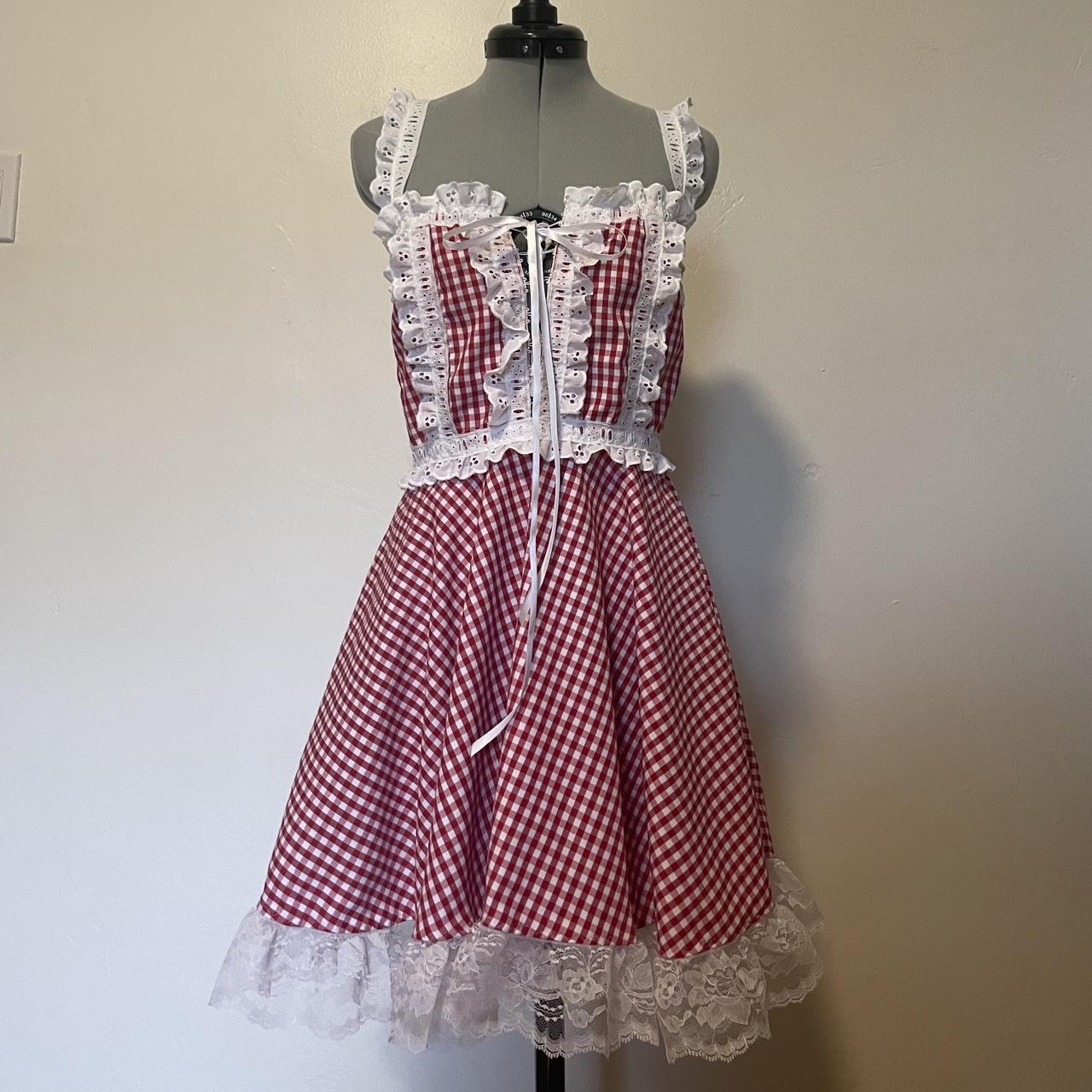 Malicious Designs Red Gingham Mini Dress • custom... - Depop