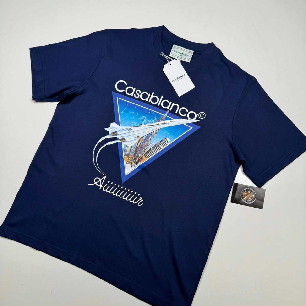Brand new CASABLANCA 'AIIIIIIR' T-SHIRT IN NAVY... - Depop