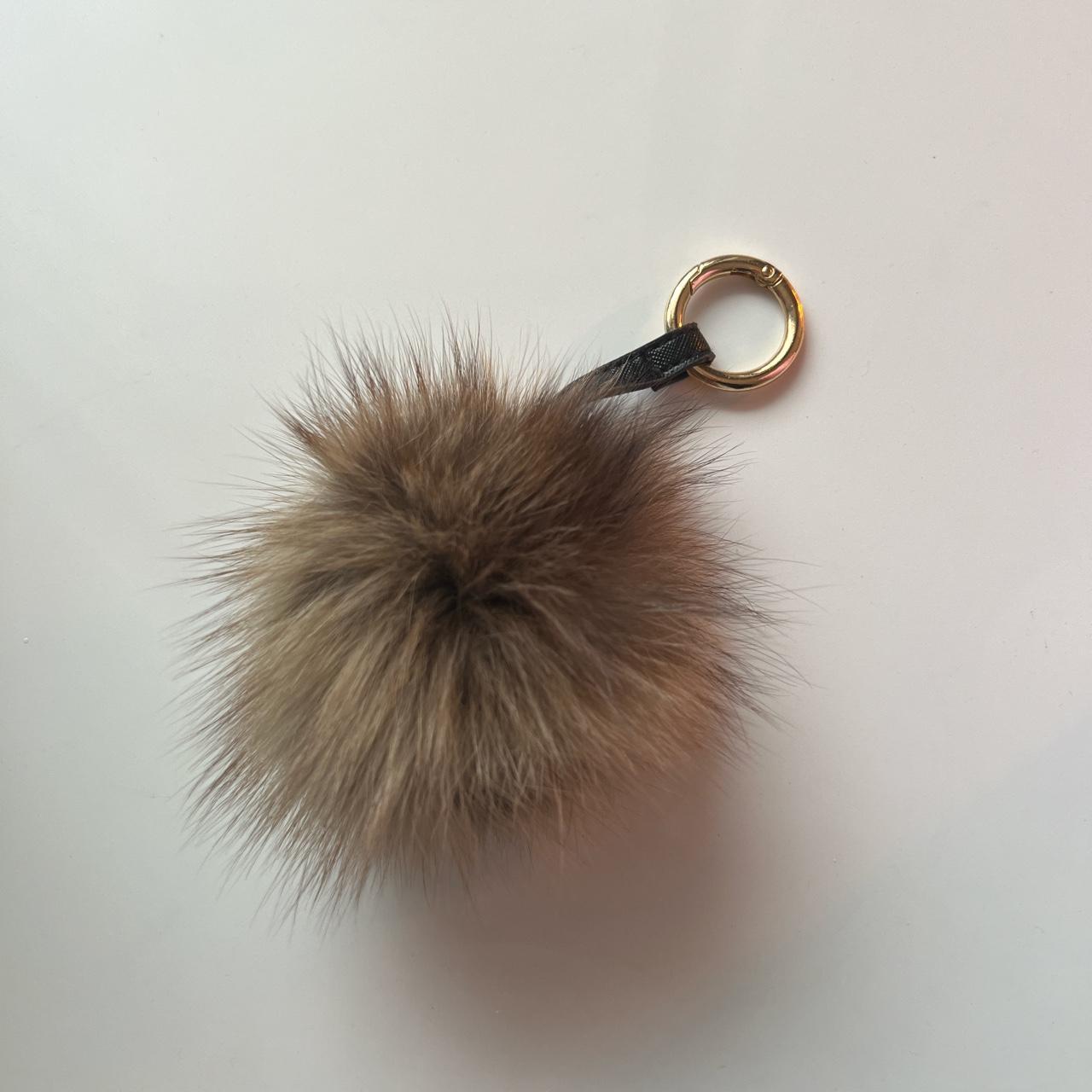 Genuine Fox fur keychain Fluffy brown key ring... - Depop