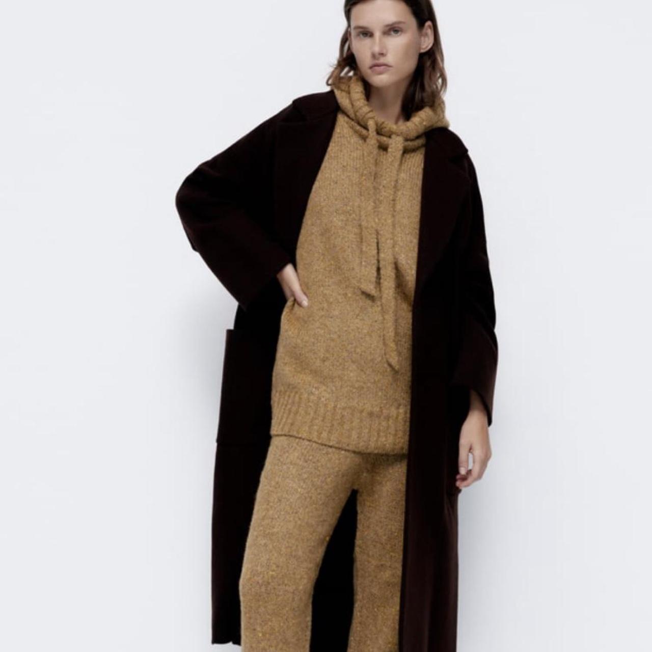 Zara Oversized knit pullover jumper in camel Size... - Depop