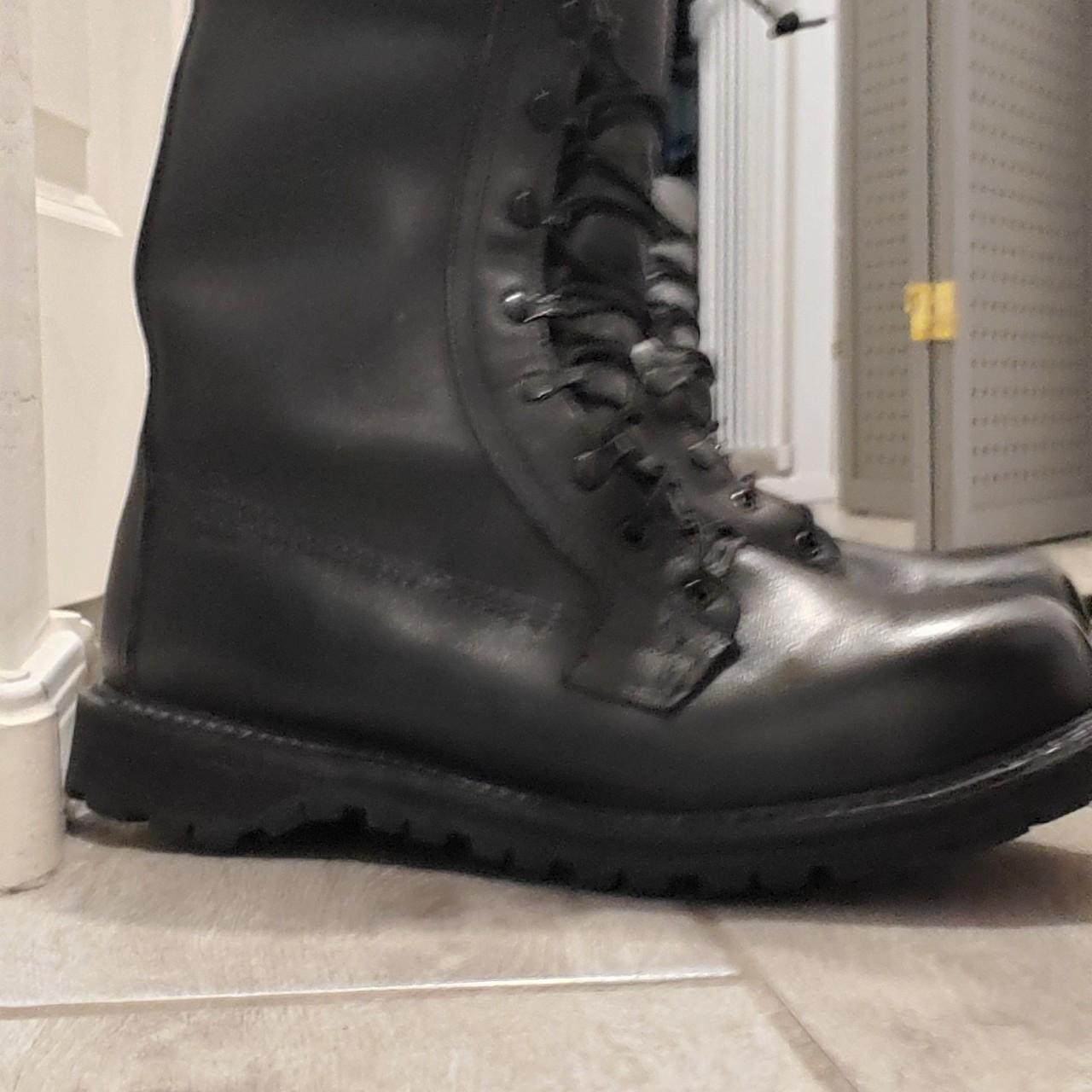 All black leather combat boots. Shined, never worn.... - Depop