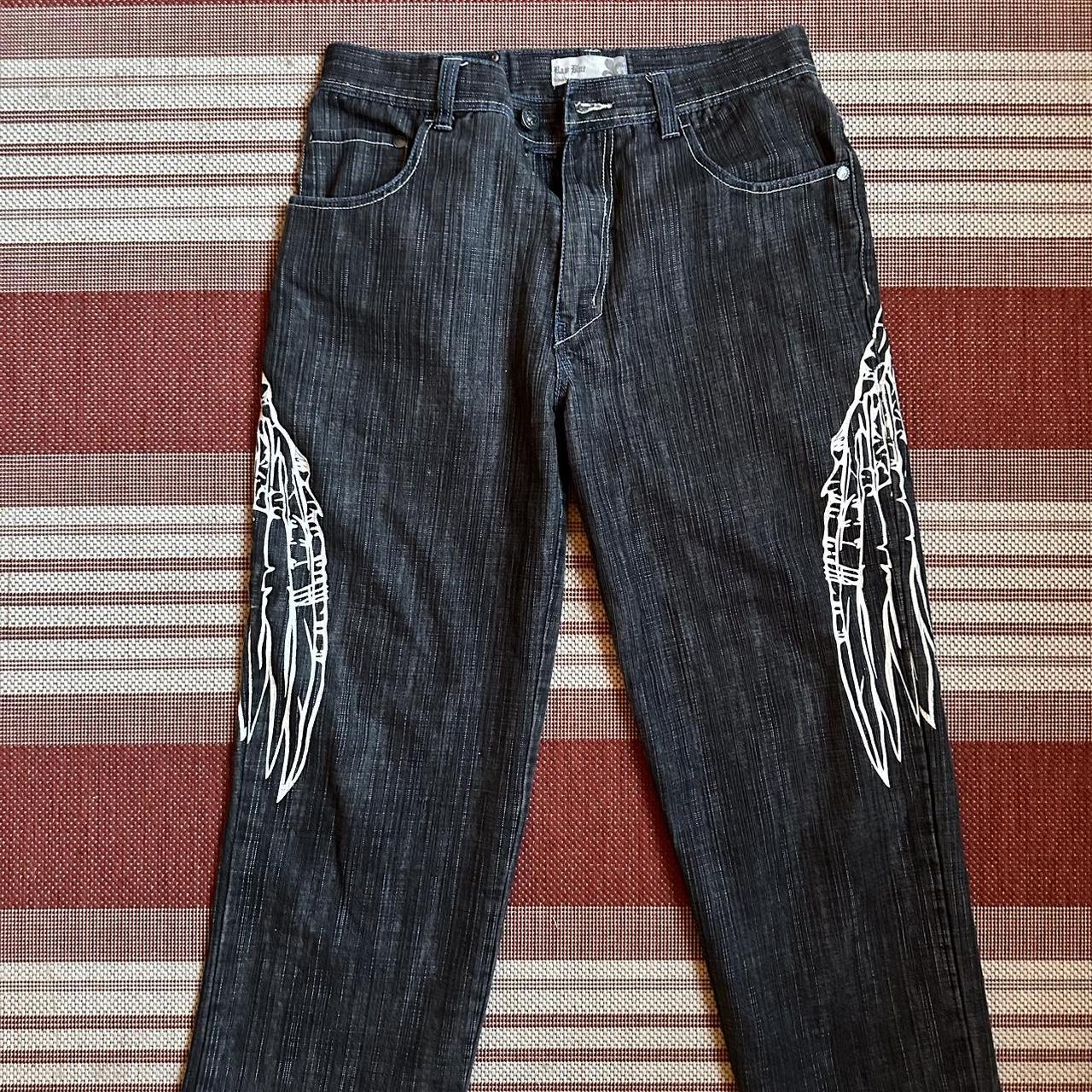 raw blue skull wings jeans size 34 waist super nice... - Depop